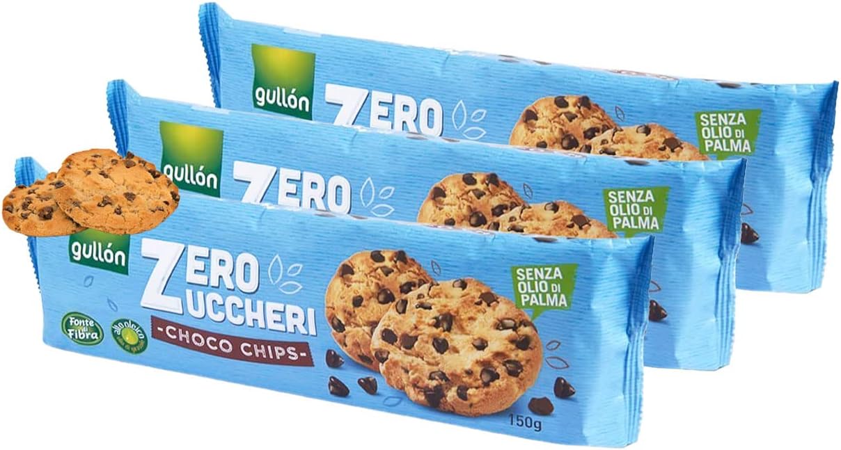 3X Gullon, Golosi Biscotti Choco Chips con Gocce di Cioccolato e Zero ...