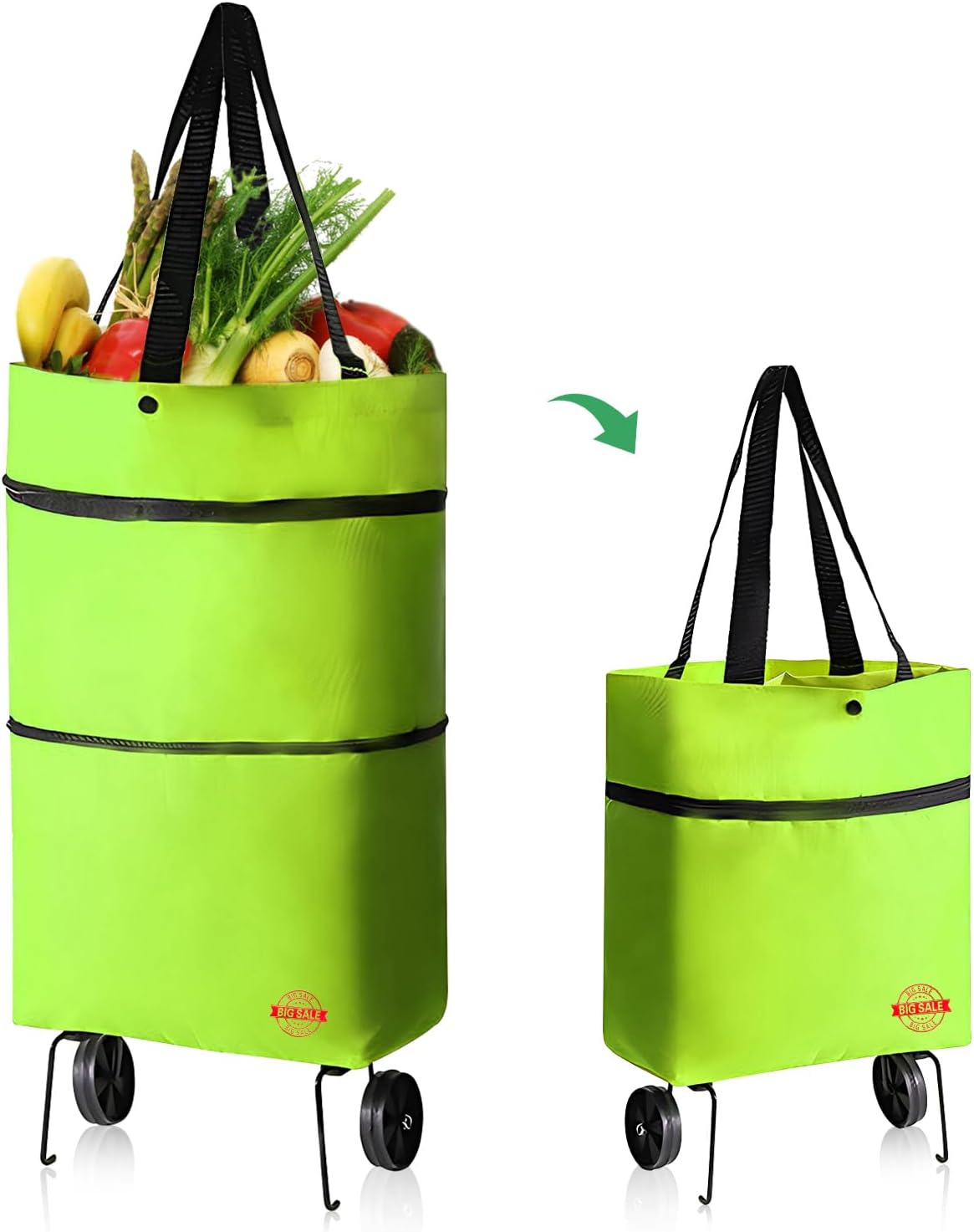Amazon.com: Collapsible Trolley 16 Gallon Capacity Bags Folding ...