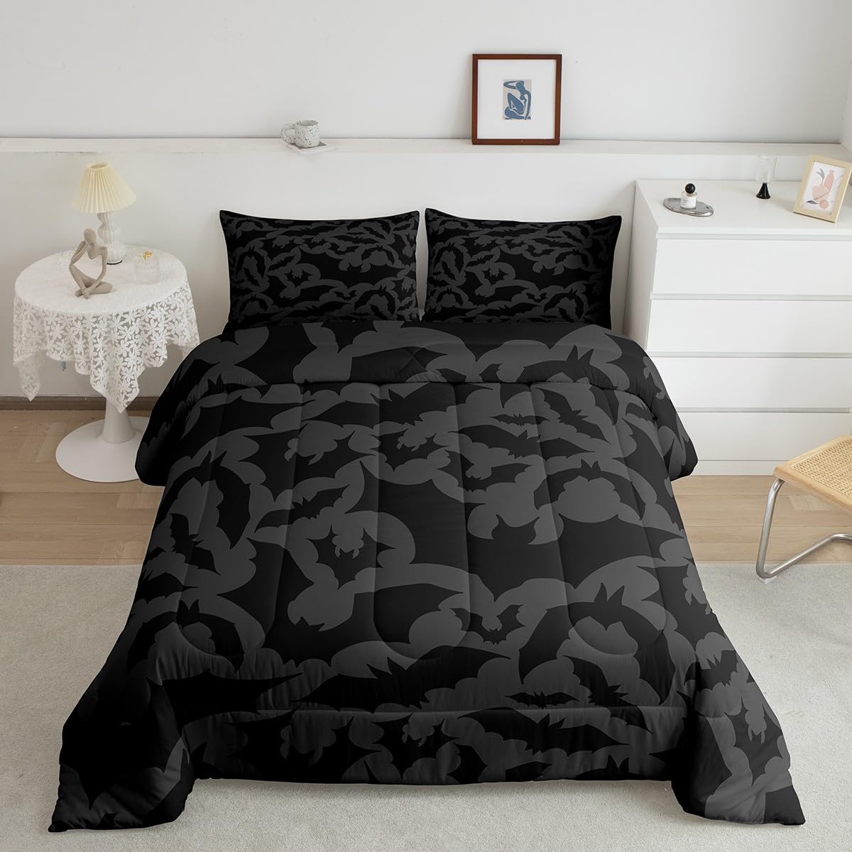 Amazon.com: Halloween Themed Full Size Comforter Set,Black Bats Animal ...