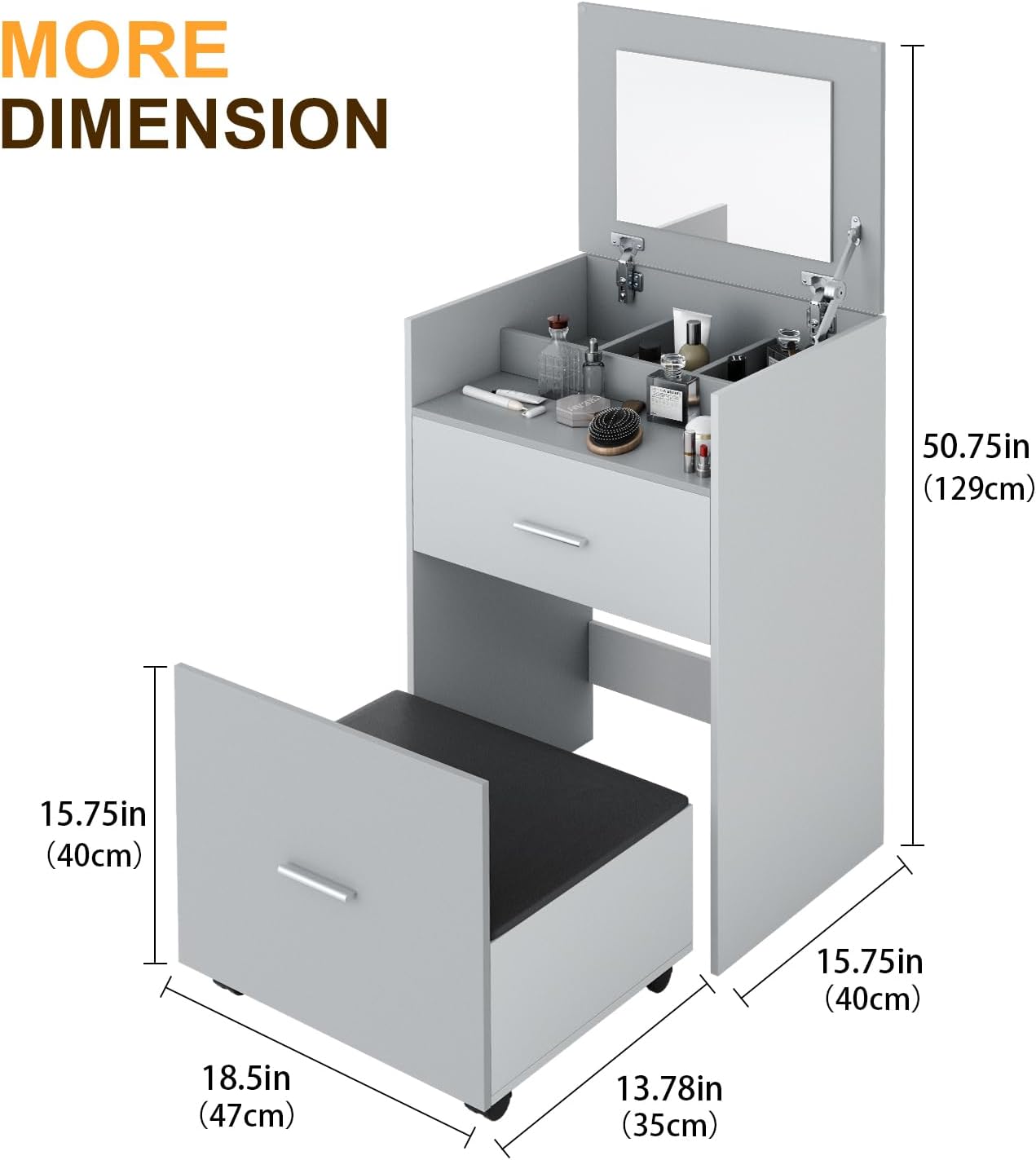 CUOZOVA 3-in-1 Dressing Table with Mirror and Chair Australia | Ubuy