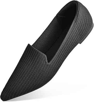 Amazon.com | SICARE Brown Women's One Size Pointed Toe Slip-On Knit Ballet Flats for Dressy ...