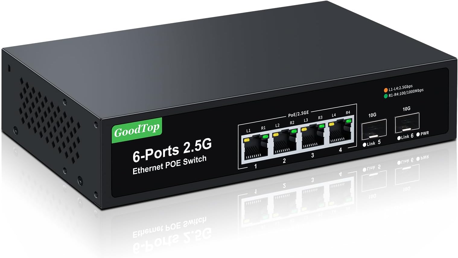 Amazon.com: GoodTop 6 Port 2.5G POE Switch,4 x 2.5GbE POE Ports,2 x 10G ...
