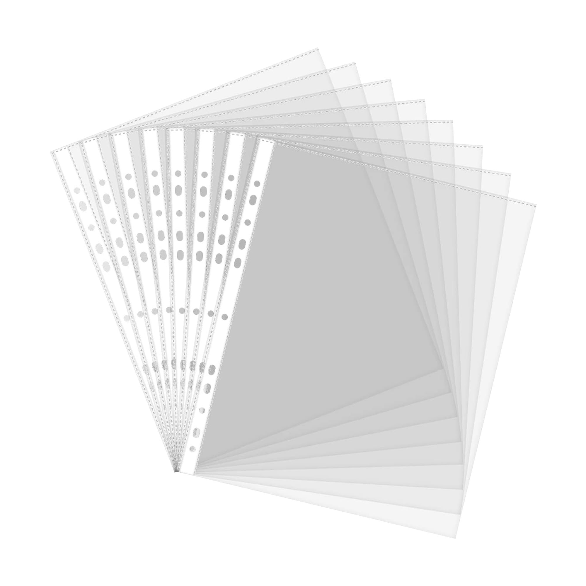 New 100 Pcs A4 Plastic Punched Punch Pockets 30-35 Micron for Folders ...