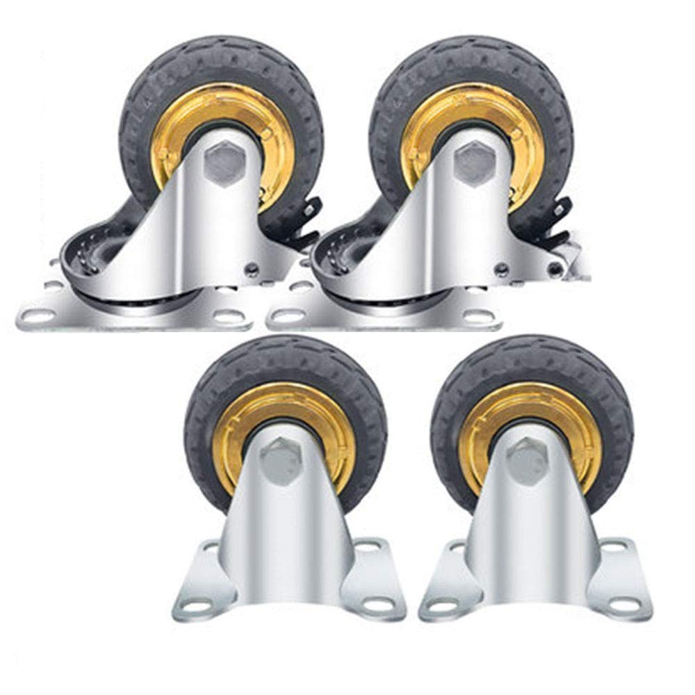 Casters Swivel Wheel With Brake Silent Heavy Rubber Directional Wheel ...
