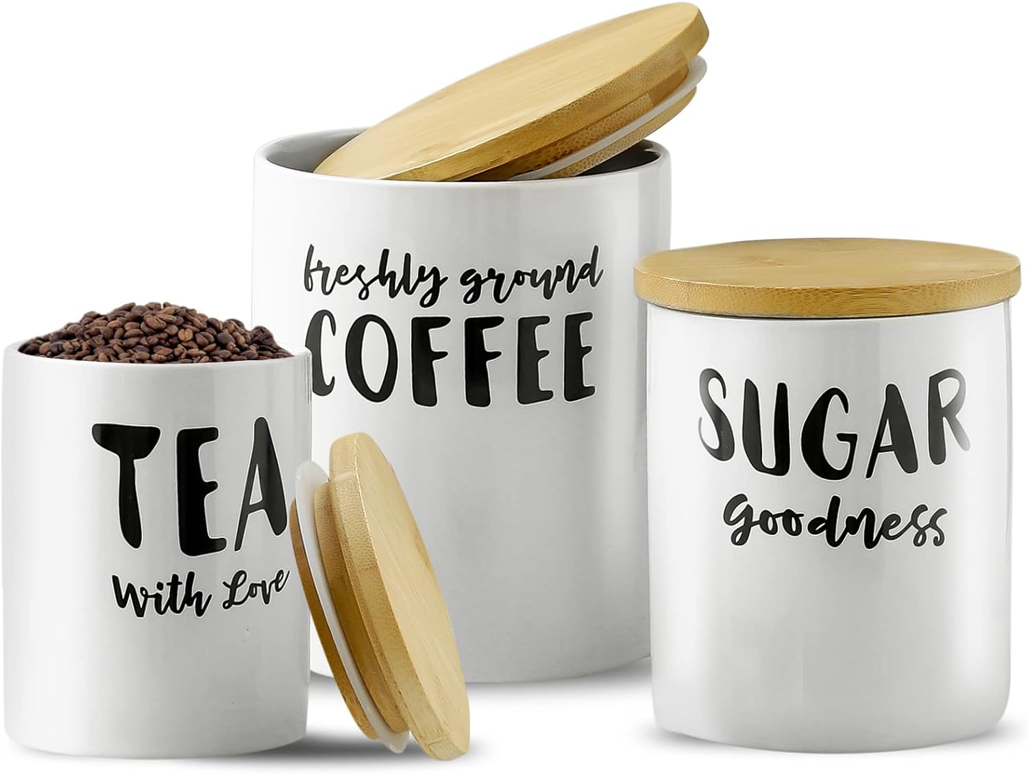 Amazon.com: Tikooere Porcelain Food Storage Jar for Kitchen Counter Set ...