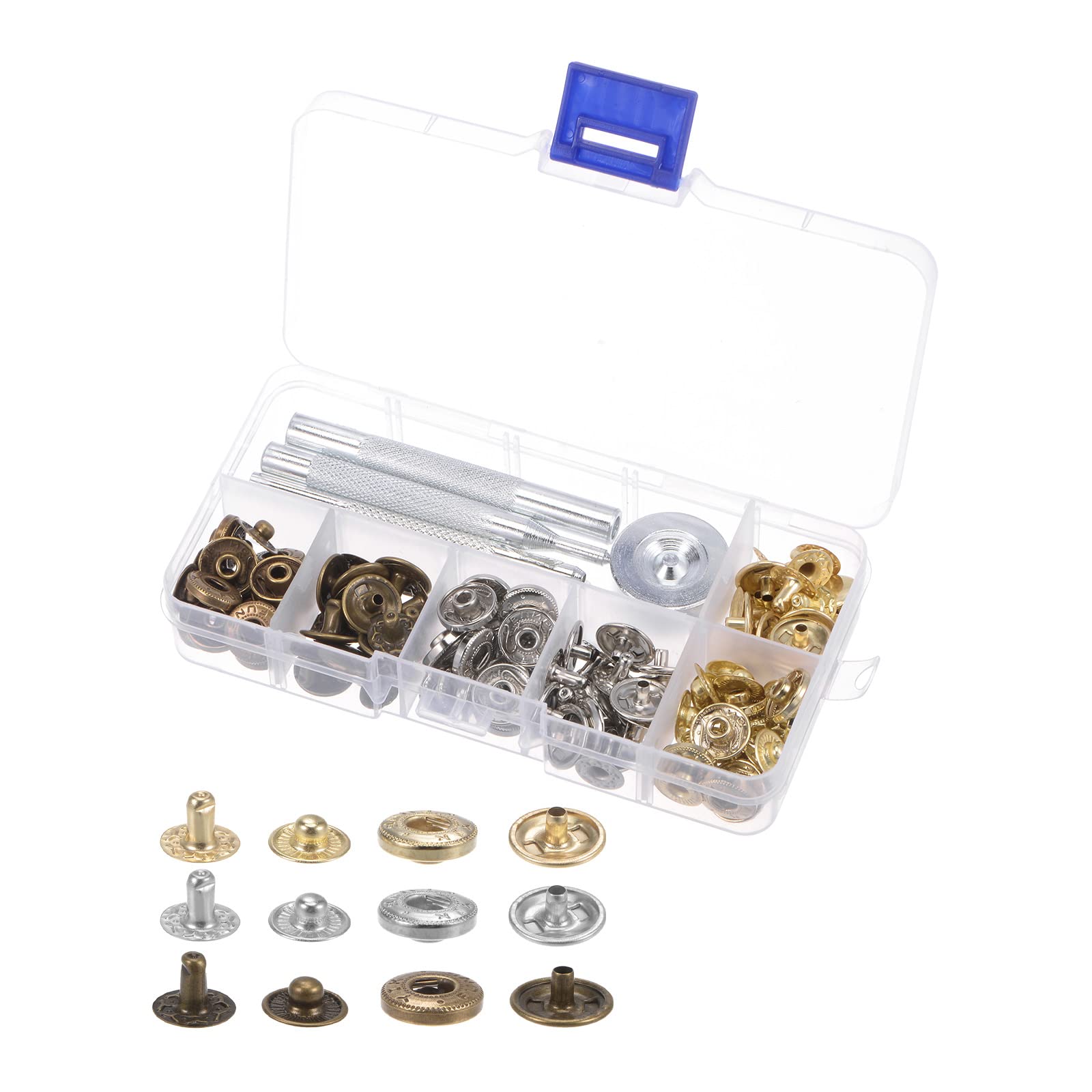 Amazon.com: uxcell 30 Sets Leather Snap Fasteners Kit 12.5mm Metal ...