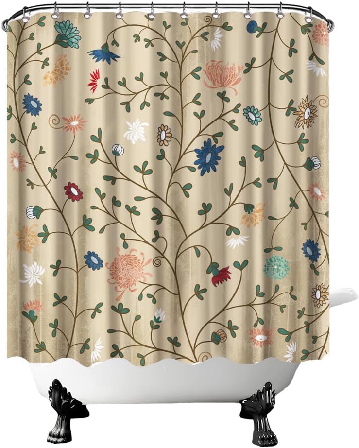 Amazon.com: RyounoArt Vintage Floral Shower Curtain Rustic Flower ...