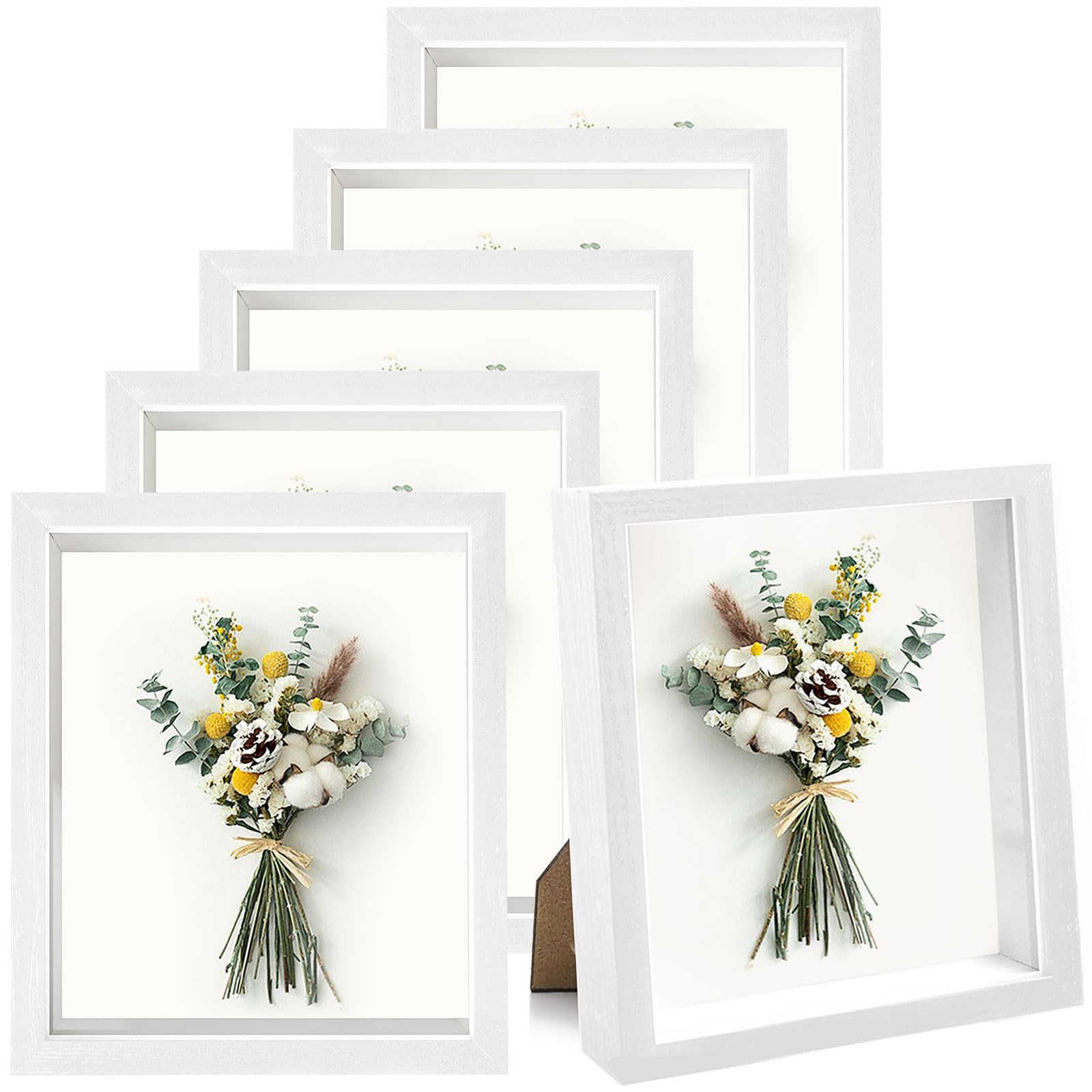 6-Pack Shadow Box Frame Display Case,Wood Picture Frame,Wood Deep ...