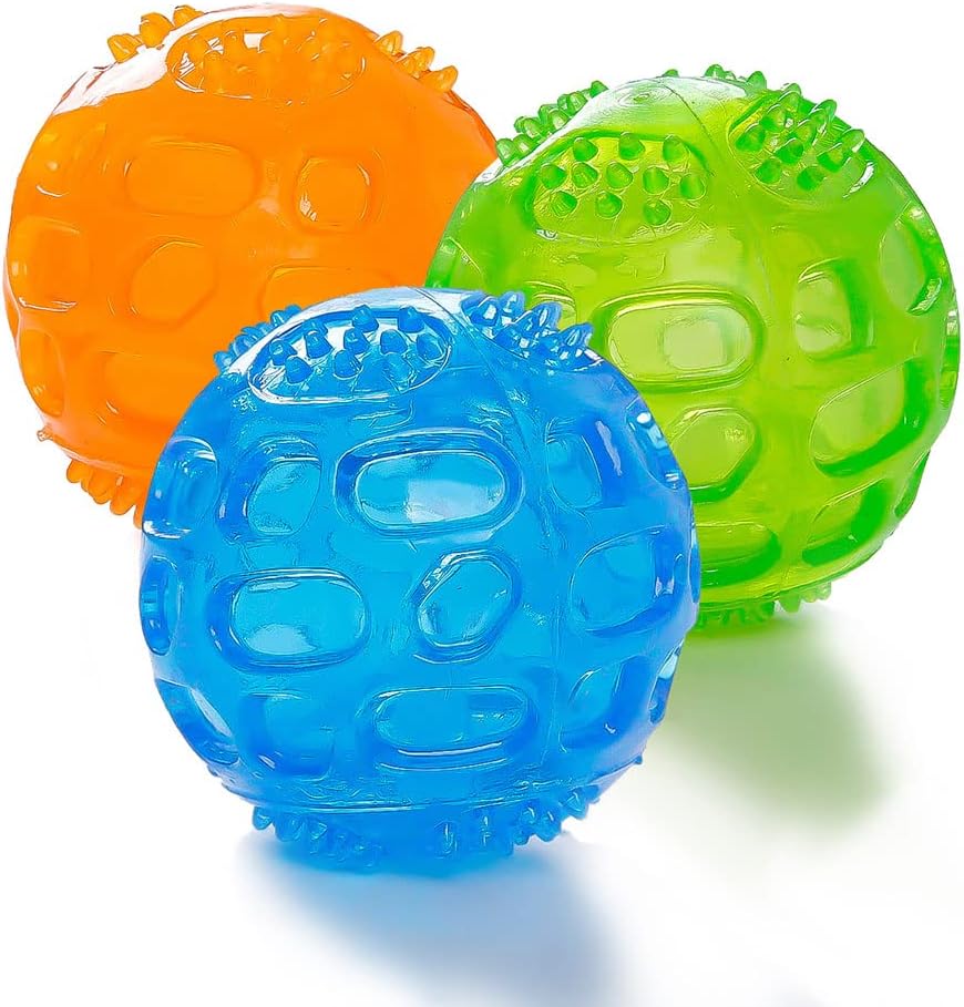 Pet Supplies : ACEONE Dog Squeaky Ball, Pet Squeak Chew Bouncy Rubber ...