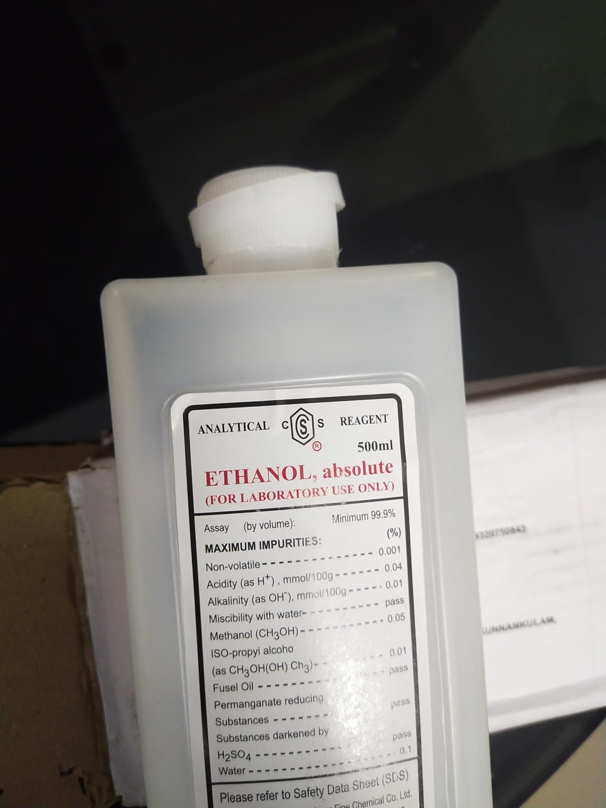 Ethyl Alcohol aka Ethanol, absolute, 99.99% pure 500 ml (Pack of 1 ...