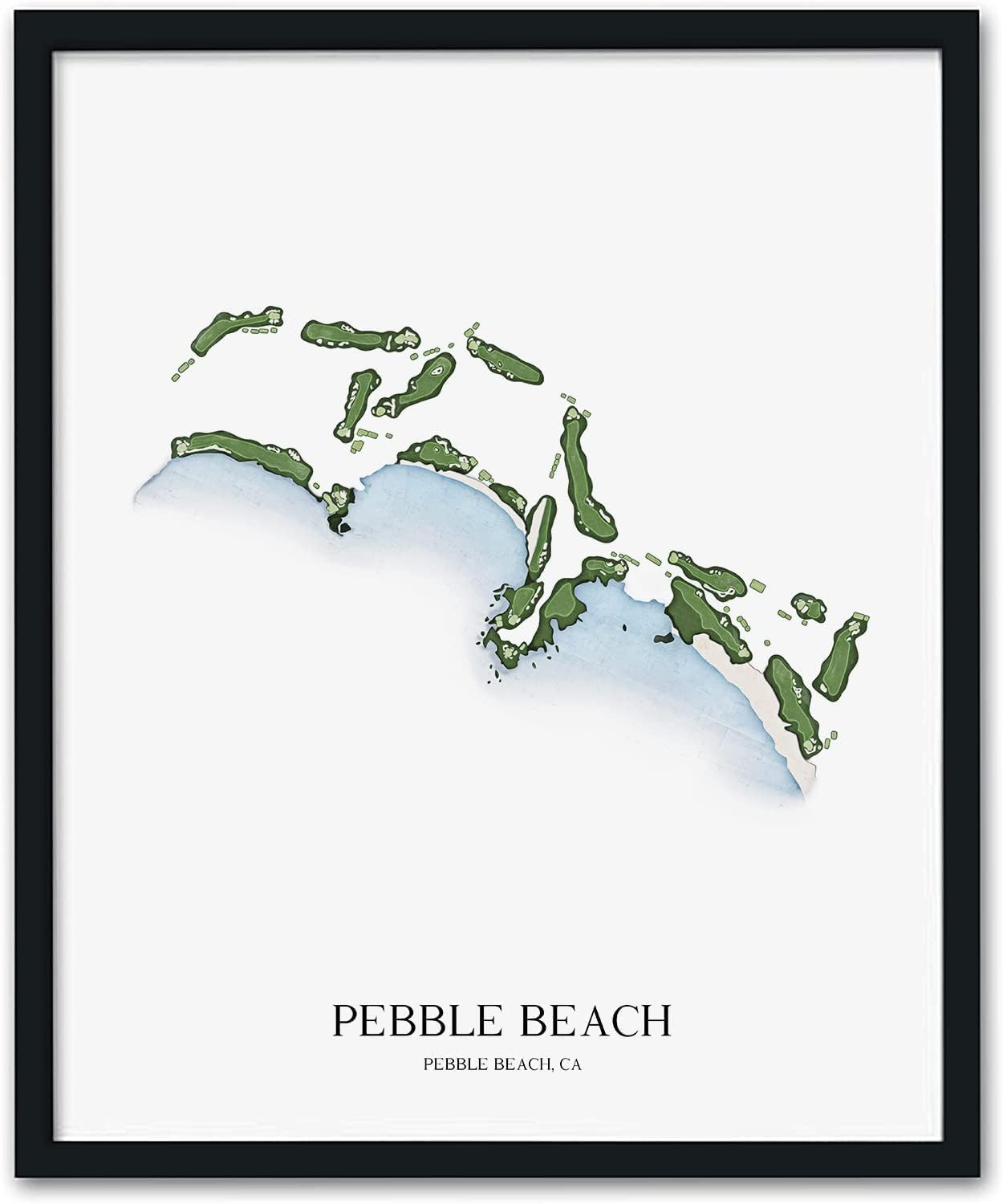 Amazon.com: Nationcog Pebble Beach Golf Course Map Golf Poster ...