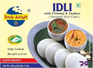 Daily Delight Idli with Chutney & Sambar - 454g, Steamed Rice Cake ...