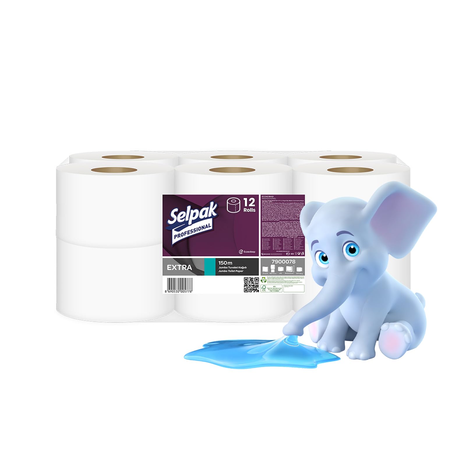 Selpak Professional Mini Jumbo Toilet Roll, 12 Rolls, 435 Sheet in Each ...