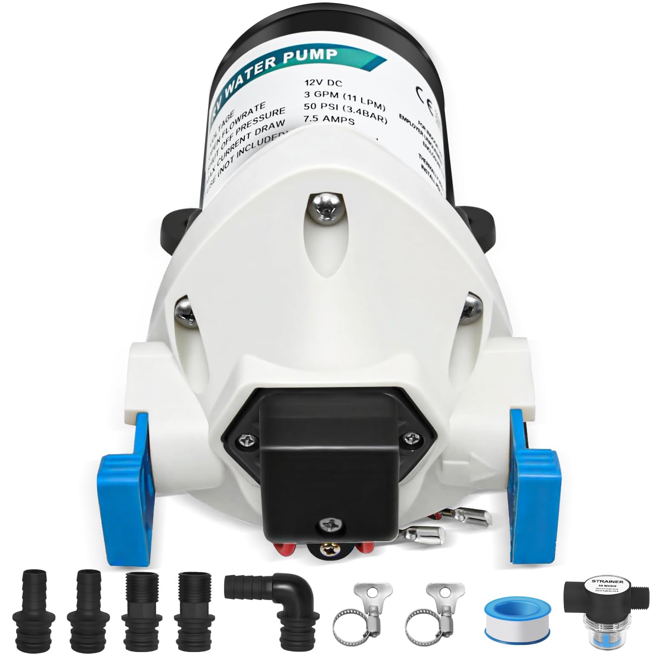 Snapklik.com : R3526144D RV Water Pump, 3 GPM 50 PSI 12V Diaphragm ...
