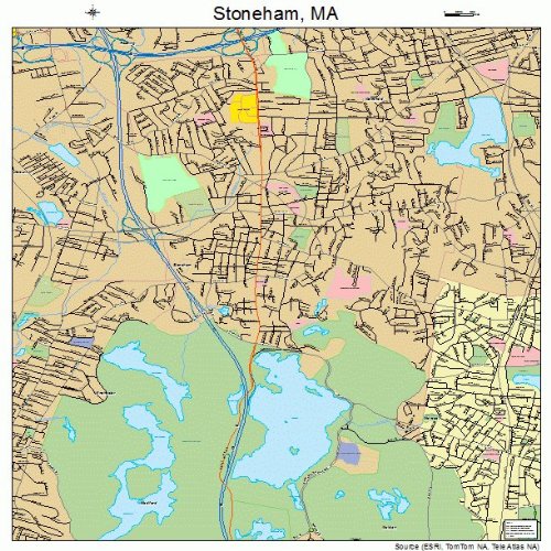 Amazon.com : Large Street & Road Map of Stoneham, Massachusetts MA ...