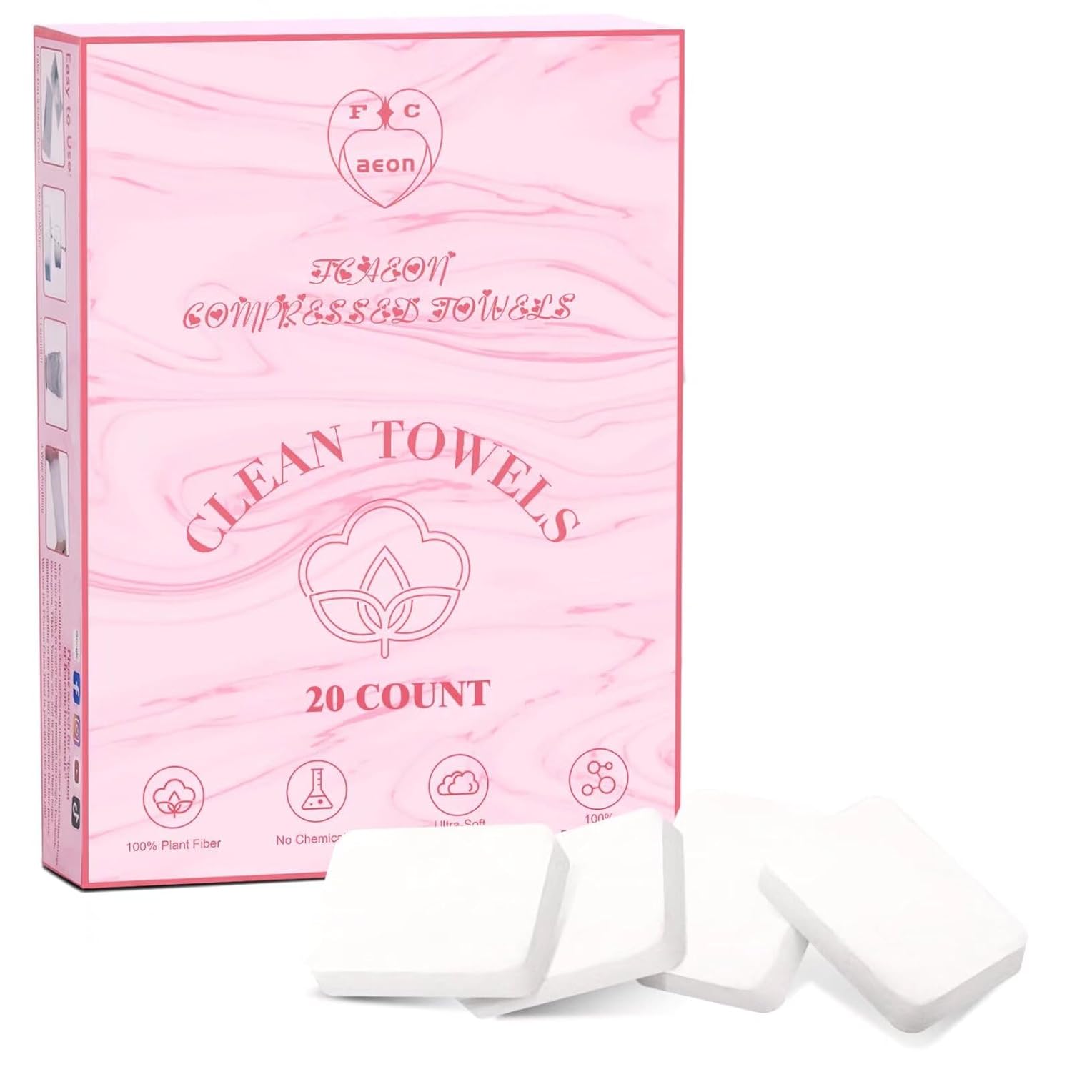 Amazon.com: FCAEON Compressed Towel Tablet 12"X9" 20 Packed Bulk ...