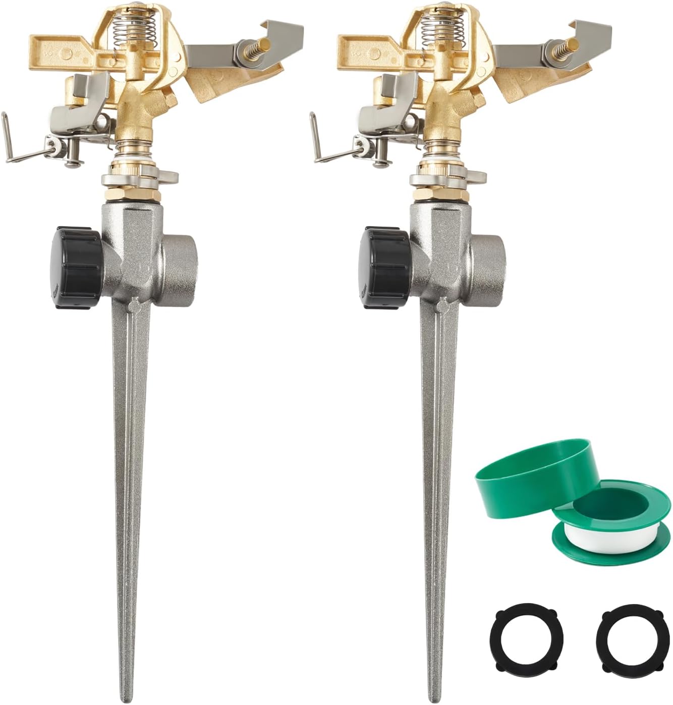 Amazon.com : Nalupatio 2 Pack Brass Impact Sprinklers with Spike Stand ...