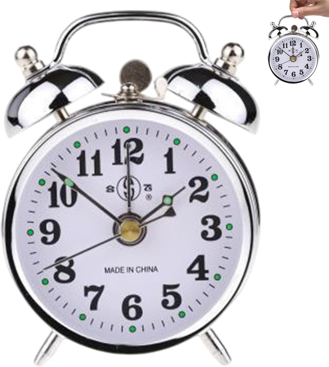 Amazon.com: VCBUJICE Wind Up Alarm Clock, 3.94x1.97x5.51in Silver ...