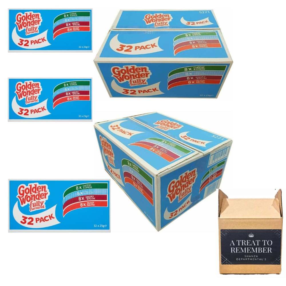 Golden Wonder Yellow and Blue Box each box contains 4 Different ...