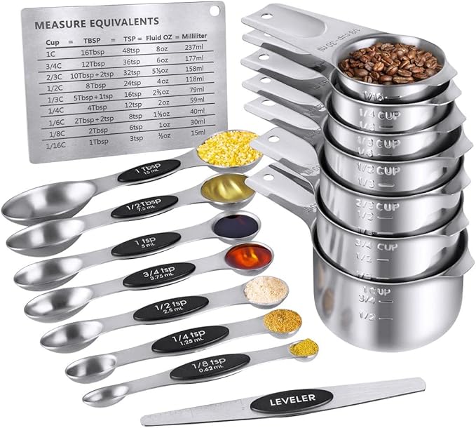 Amazon.com: Measuring Cups Set and Magnetic Measuring Spoons Set ...