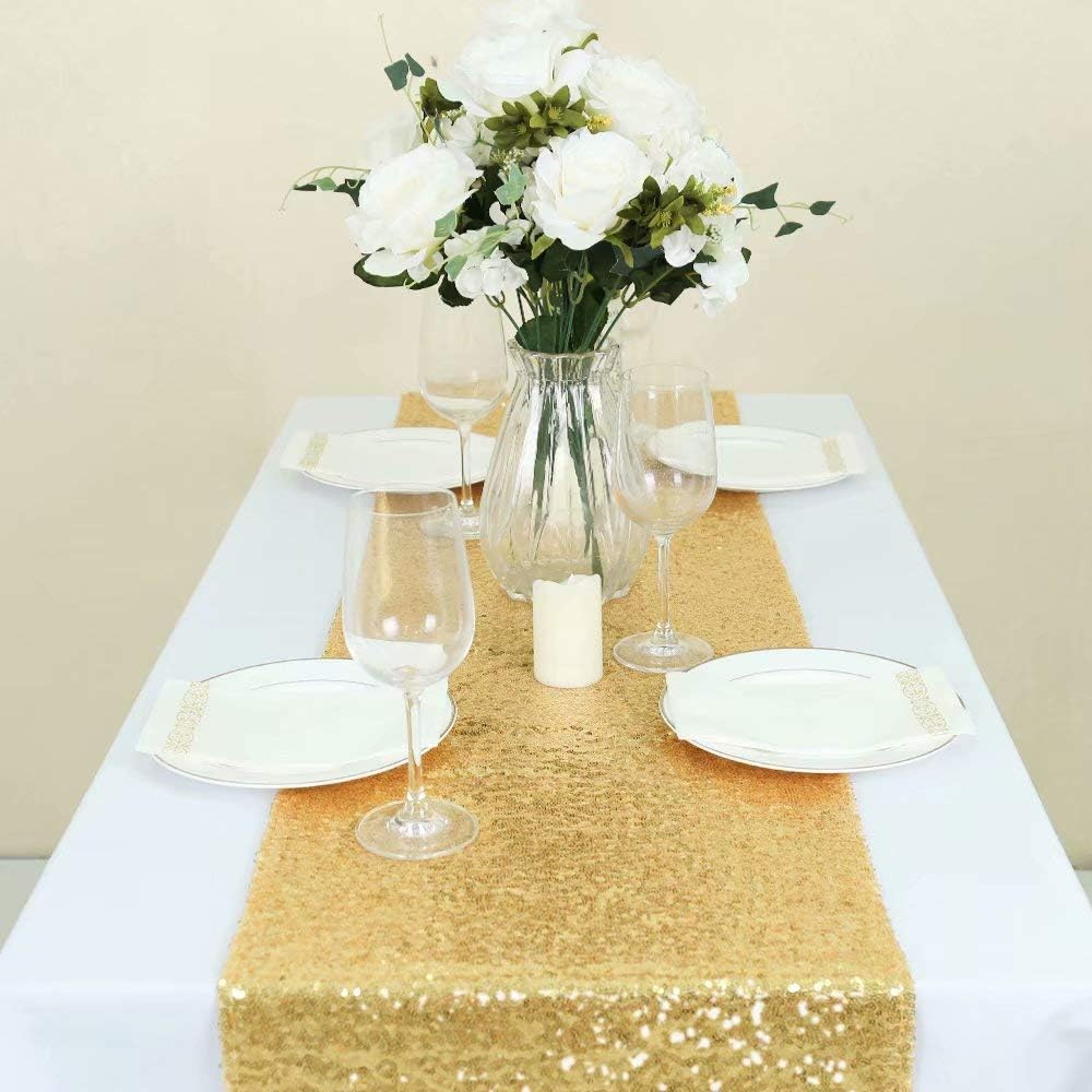 Amazon.com: Gold Sequin Table Runner, Packed of 10, Sparkly Table ...