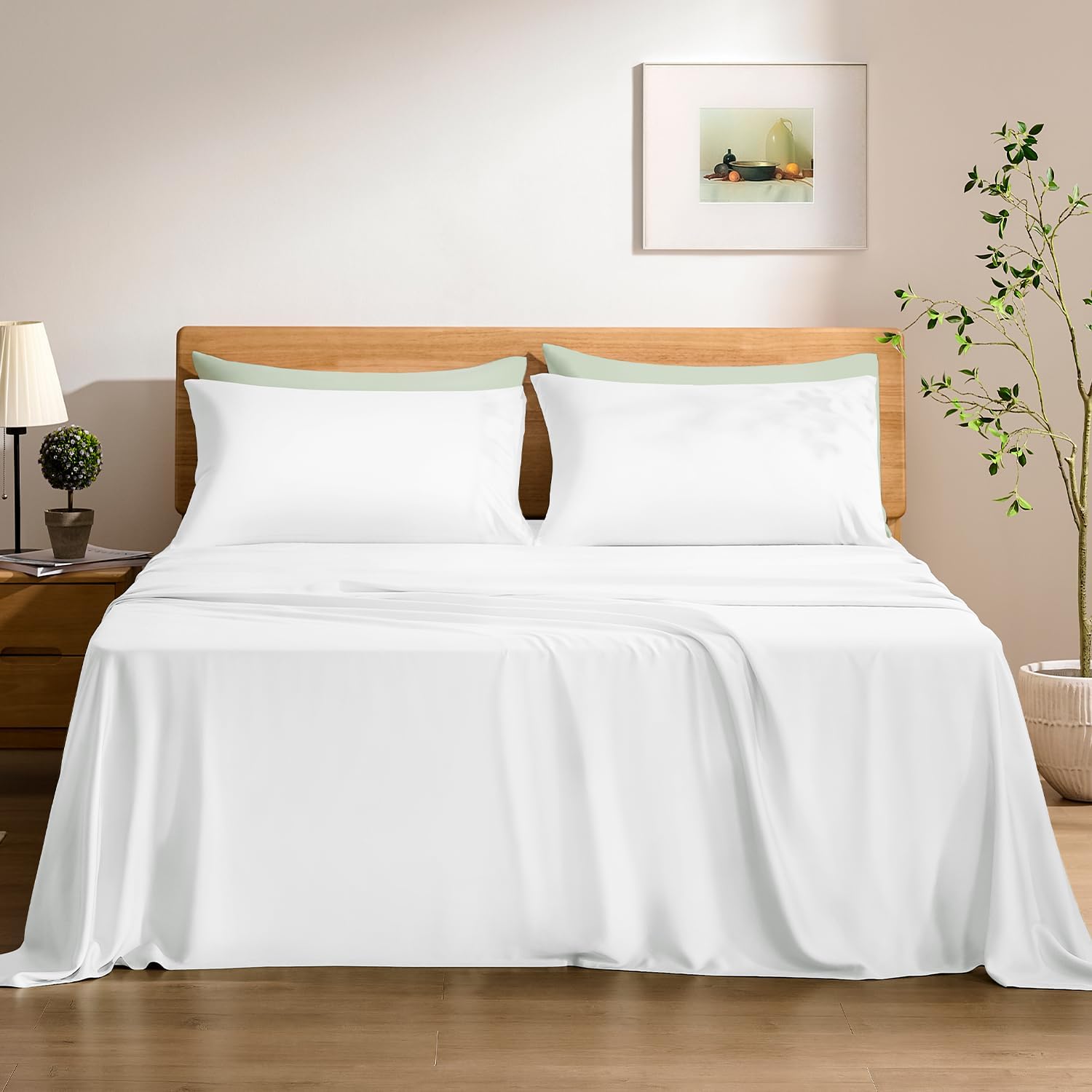 Amazon.com: Pure Fiber Luxe Rayon Bamboo 4pc Sheet Set | Premium ...
