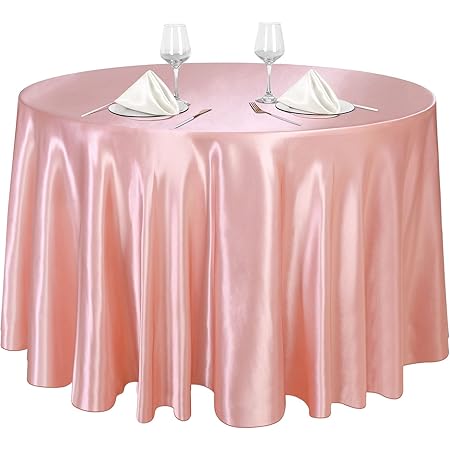 Amazon.com: BalsaCircle 120 inch Dusty Rose Satin Round Tablecloth ...