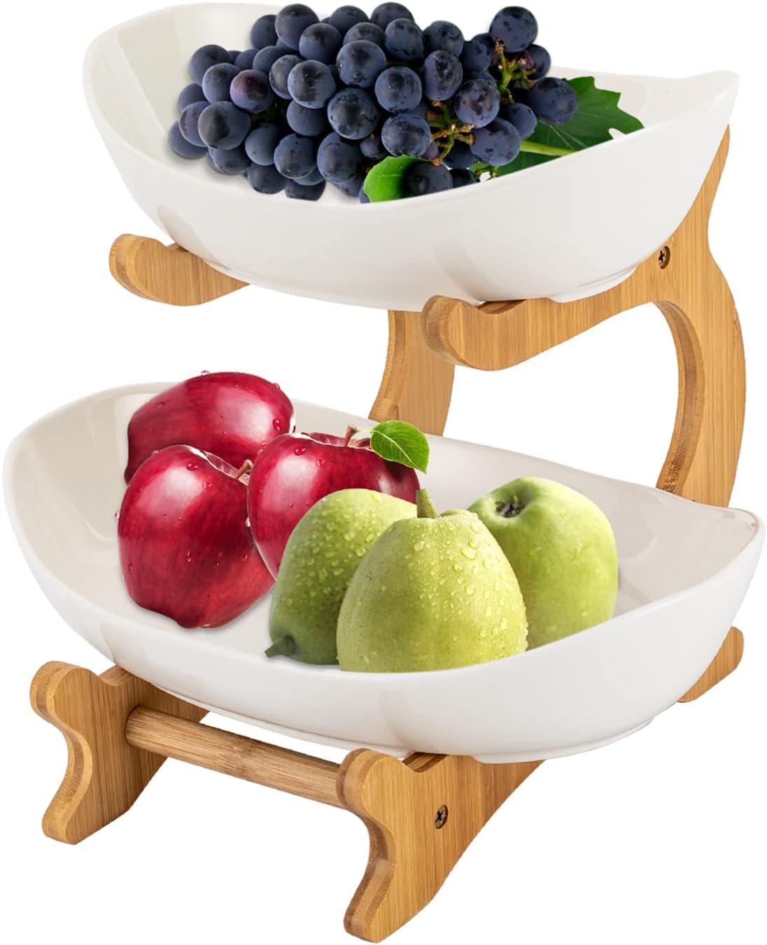 Amazon.com: OCASAMI 2 Tier Fruit Bowl, Ceramic Fruit Holder, Large ...