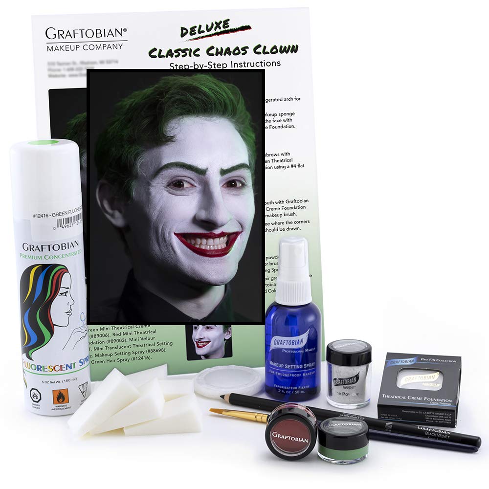 Graftobian Classic Chaos Clown Makeup Kit Complete 11 Piece Set ...