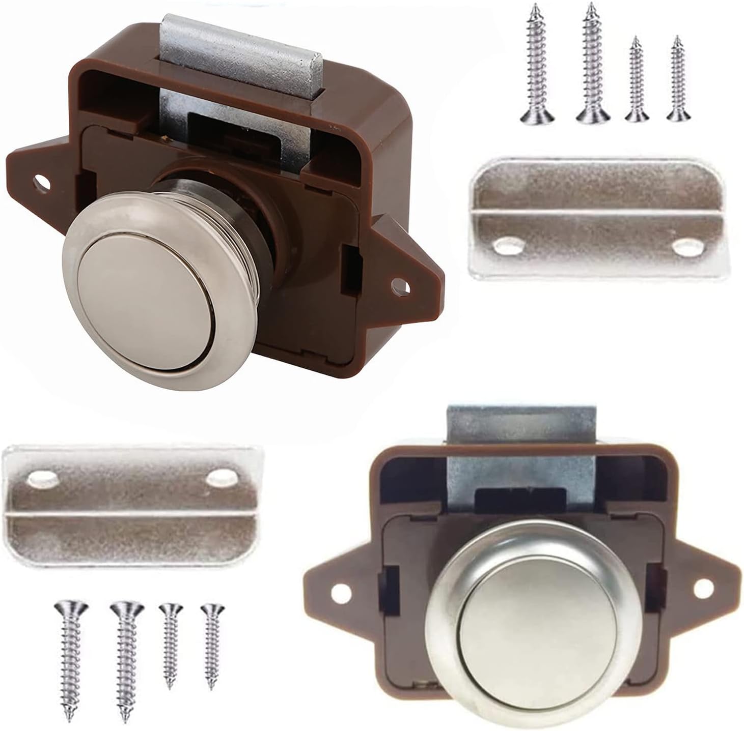 2 Stück Cabinet Push Button Lock, Push Button Catch Door Lock Metal ...