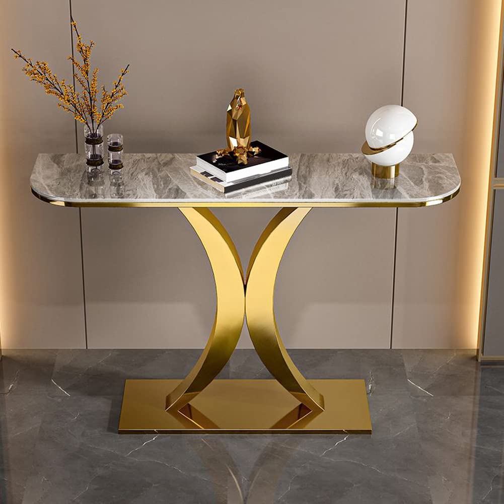 Amazon.com: KWOKING 12 Inch Wide Glam Accent Table Half Moon Metal ...