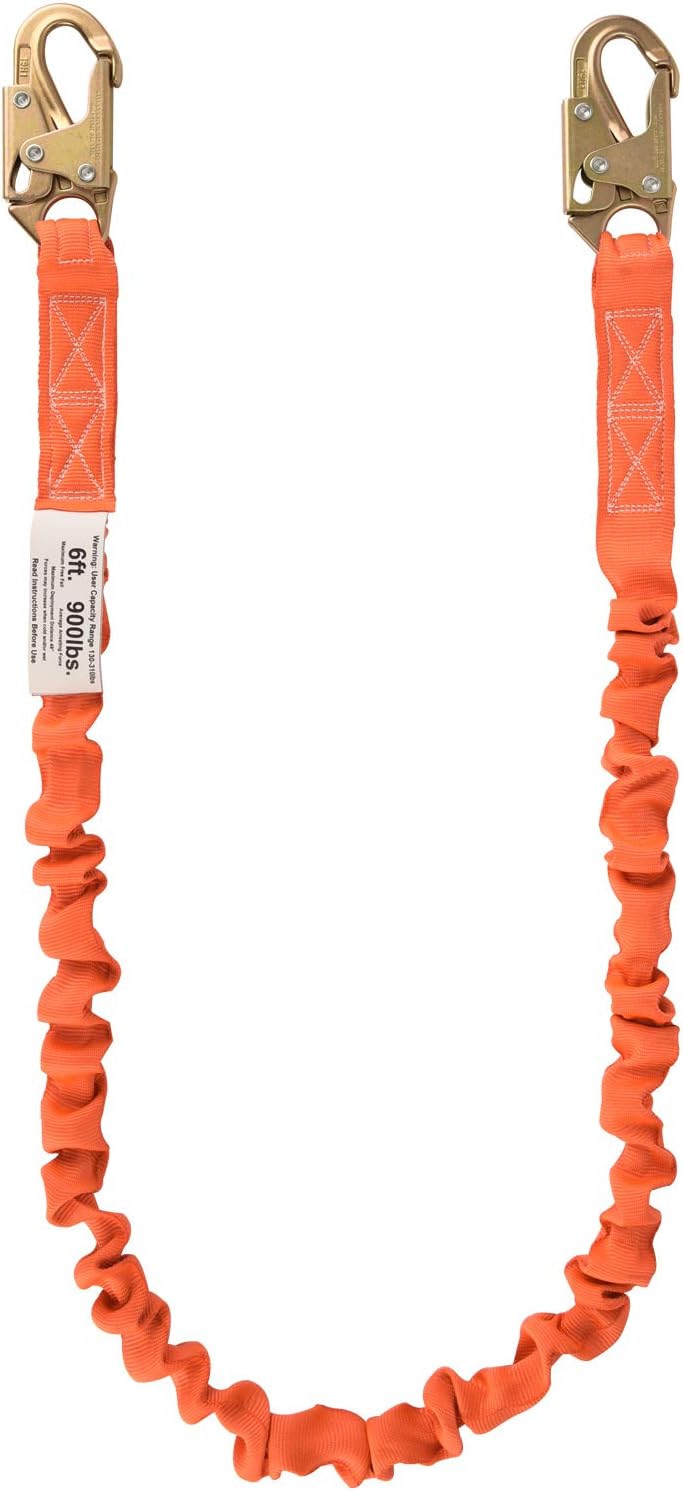 WELKFORDER 6-Foot Internal Shock Absorbing Safety Lanyard with Double ...