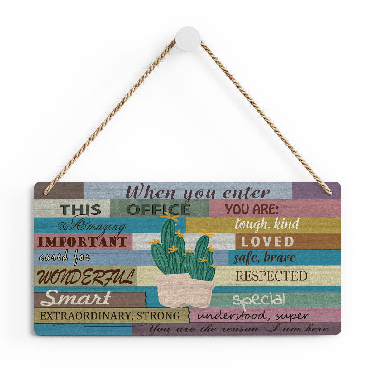 Amazon.com : Rustic Inspirational Quote Cactus Wood Decor Sign, when ...