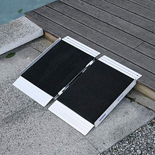 HOMCOM 2' Aluminum Skidproof PVC Portable Wheelchair Ramp for Home ...