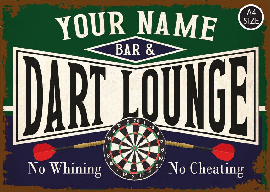 ELITEPRINT Personalised Dart Lounge & Bar Sign Indoor/Outdoor Game Room ...