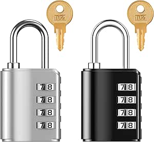 OQIMAX 2 Pack Combination Padlock, Gate Lock with Key, 4 Digit Zinc ...