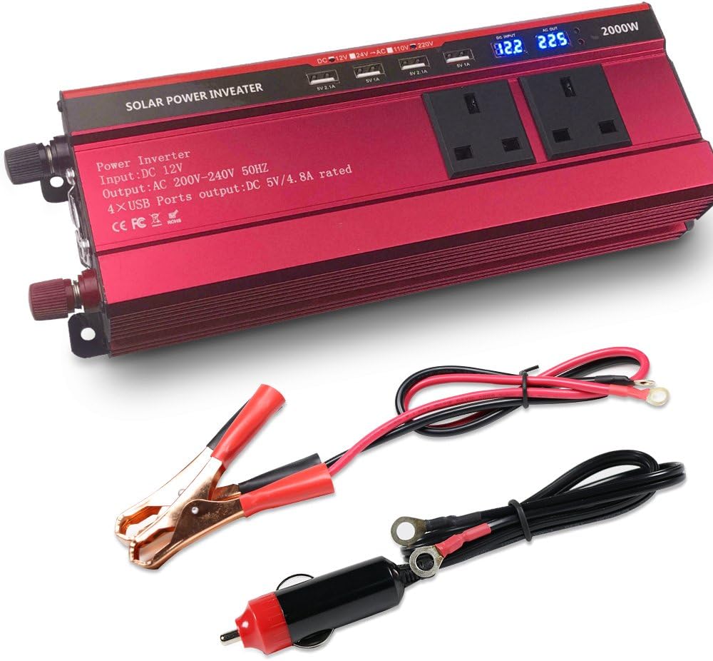 LVYUAN 1000W/2000W Peak Power Inverter DC 12V to 230V 240V AC Car ...