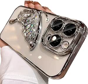 Amazon.com: AuroiCCY for iPhone 16 Pro Max Case Cute Bling Glitter Girly 3D Butterfly, Luxury ...