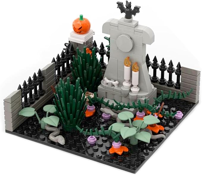Amazon.com: ILIEMOC Halloween Graveyard Building Blocks Set(Cemetery ...