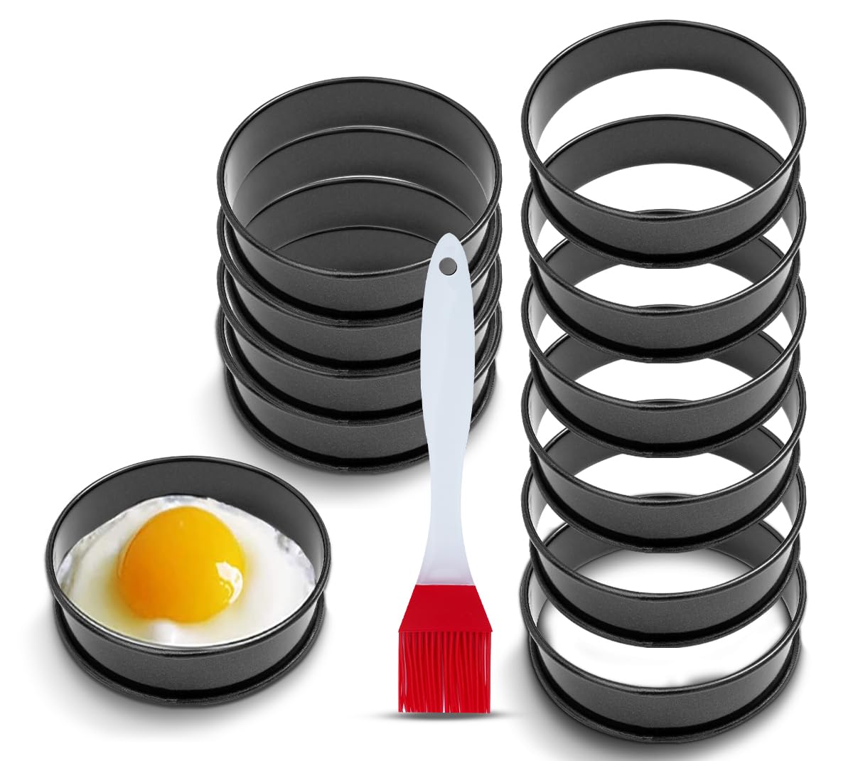 Amazon.com: New 12 Non Stick Crumpet Rings - English Muffin Rings 4 ...