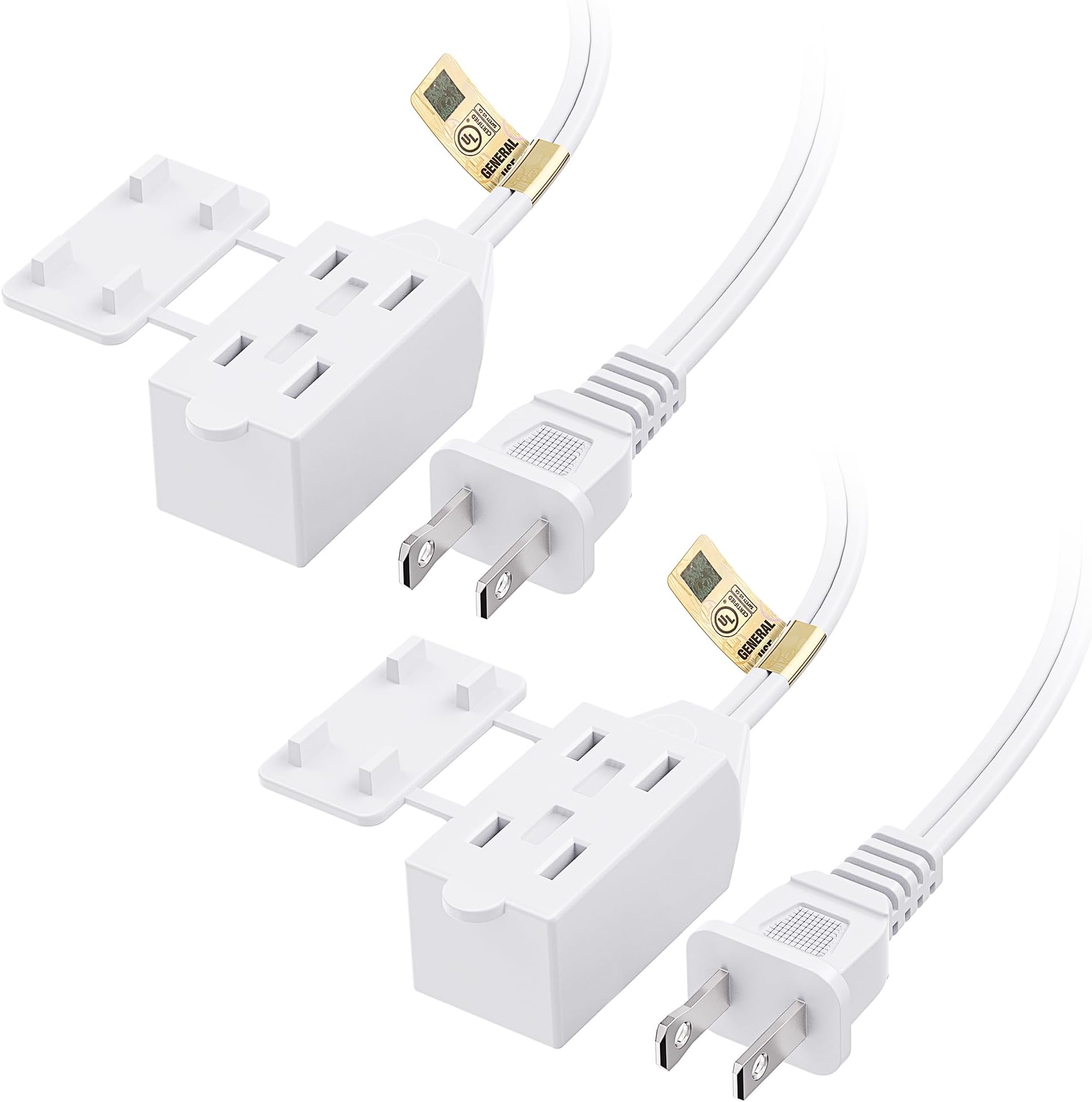 Rocky Mountain Goods White 6 Foot House Extension Cord - 3 Outlet 16/2 ...