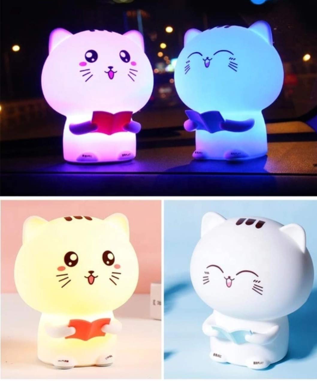 Amazon.com: Night Light Soft Silicone Cat for Children, Nursery Lamp ...