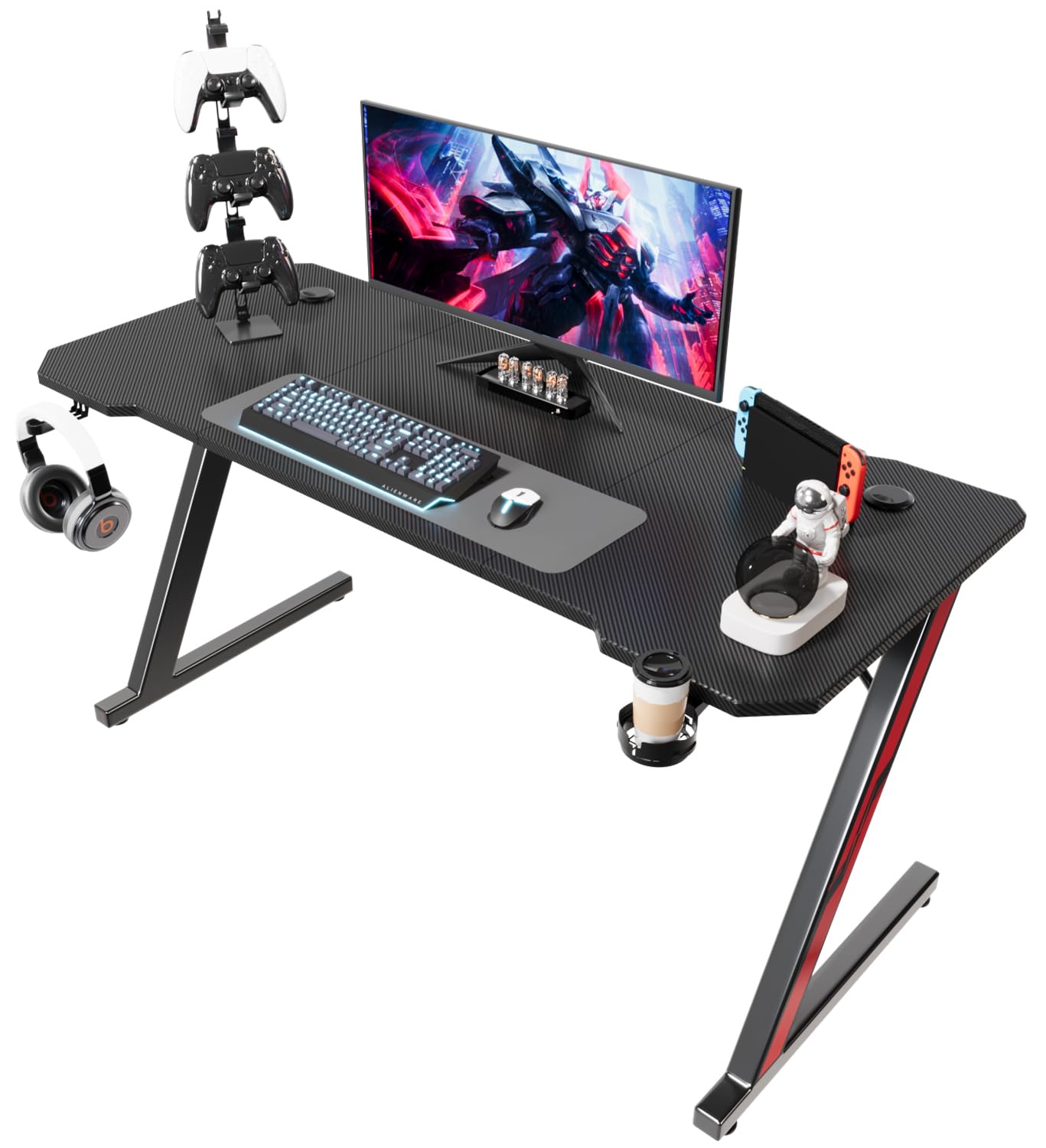 Homall Gaming Tisch 140 x 60 cm, Z-Frame Gamer Schreibtisch mit ...