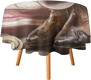 Amazon.com: Rustic Cowboy Boots Round Tablecloths 60x60in Inch for ...