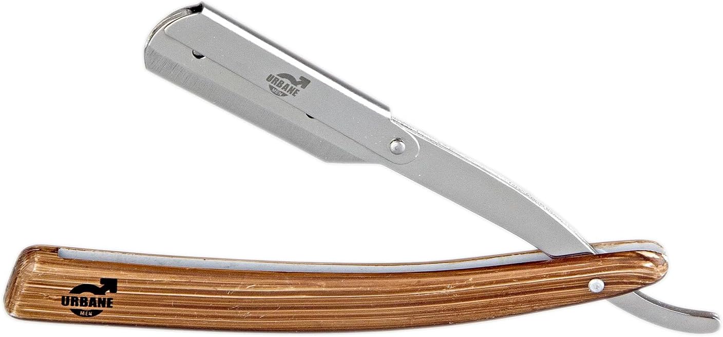 Urbane Men Cut Throat Razor – Wooden Effect Handle Mens Razors for ...