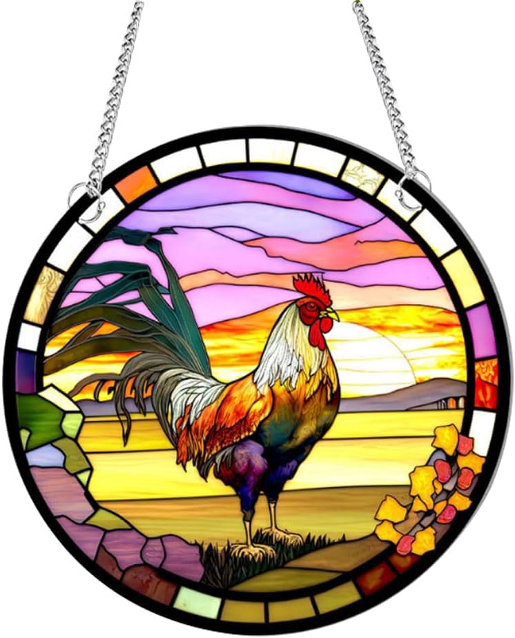 Amazon.com: ZX-ZHUOXI Acrylic Chicken Window Hanging, Chicken Stained ...