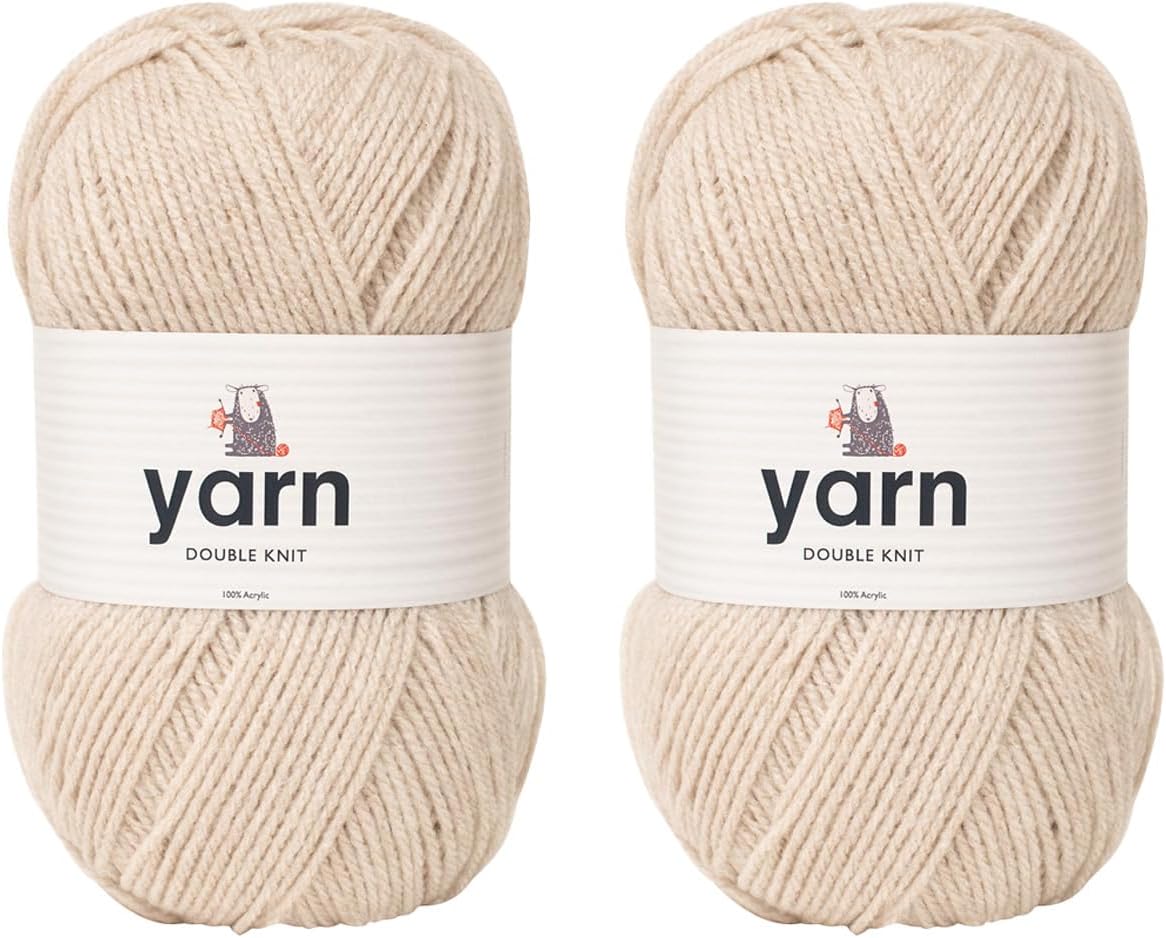 Korbond Yarn - Beige - 2 x 100g Acrylic Wool - Lightweight ...