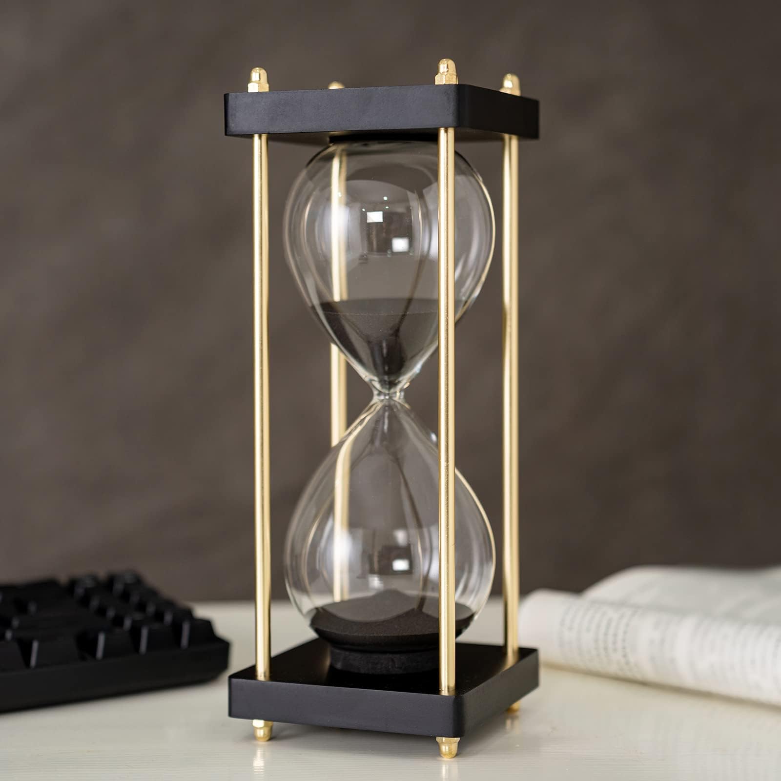 Amazon.com: Large Fashion Black Sand Glass Sandglass Hourglass Timer ...