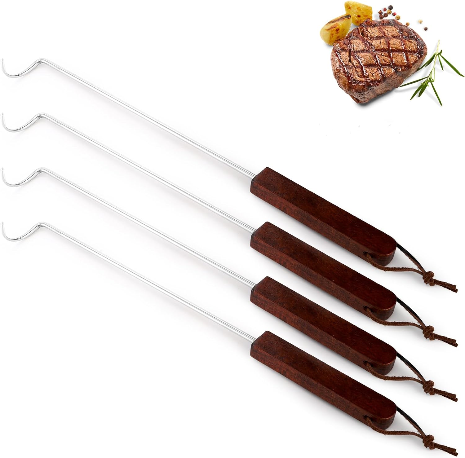 Amazon.com: YOUEON 4 Pack 17 Inch Pigtail Food Flipper with Wooden ...