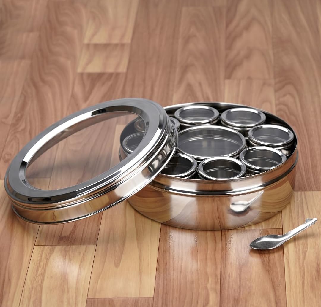 Buy Saubhagya 9 in 1 Spice Box Stainless Steel/Masala Box for Kitchen ...